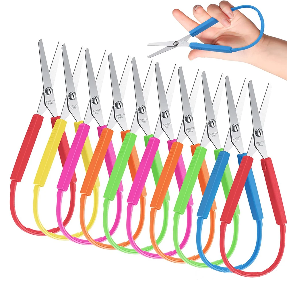 1PC Loop Scissors Colorful Grip Scissors Adaptive Cutting Scissors Loop ...