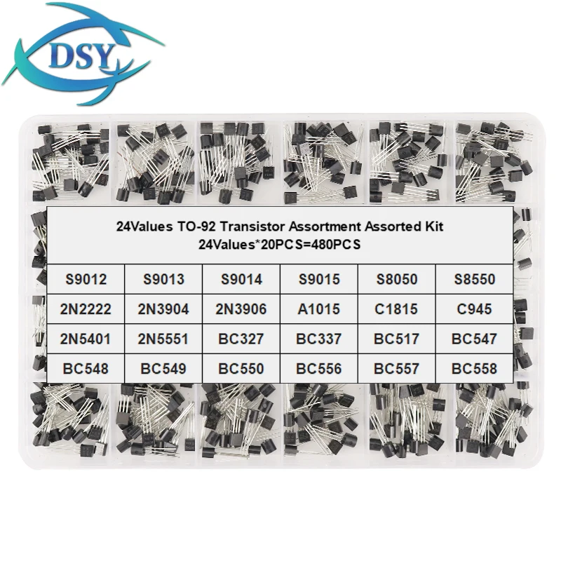 480Pcs/Box BC547 BC548 BC549 2N2222 2N3906 2N3904 2N5401 2N5551 C945 ...