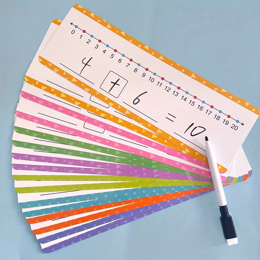 16Pcs-0-20-Dry-Erase-Number-Line-cards-Addition-Subtraction-Game-Number ...