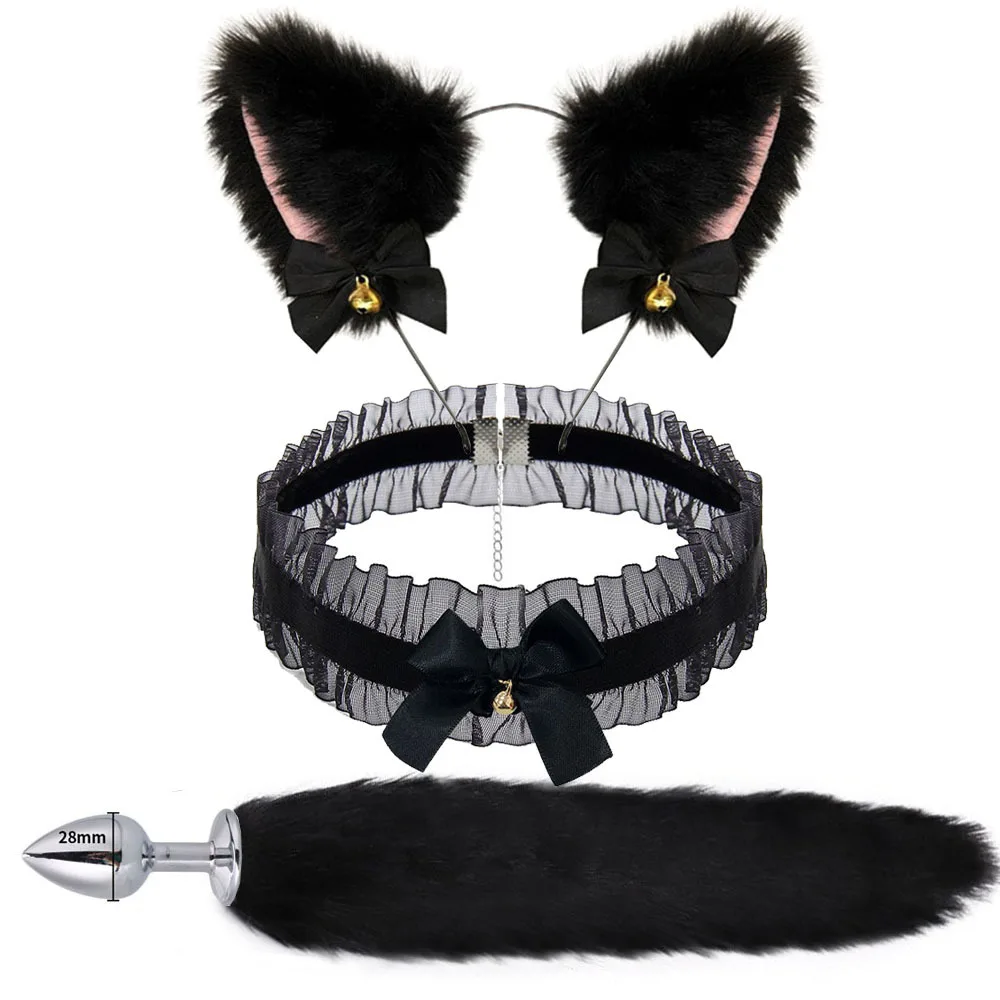 Cos felpa Animal Ear Animal Tail Suit Fox Ear Wolf Ear Headband Tail ...