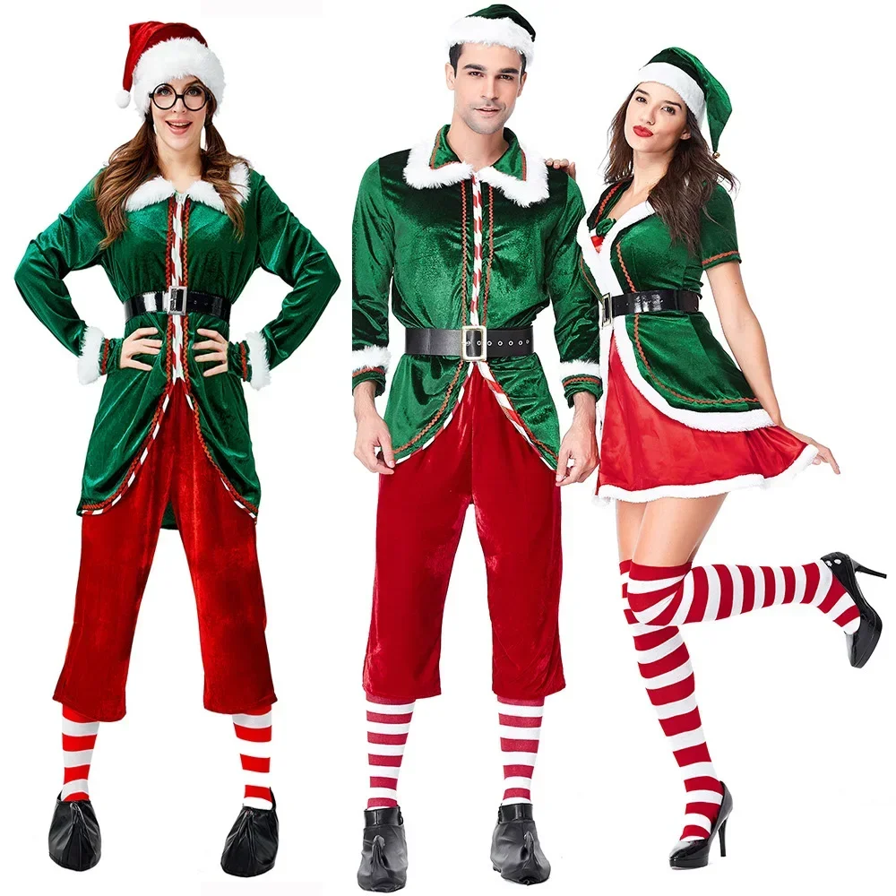 Adult-Couples-Family-Mr-Mrs-Christmas-Santa-Elf-Costume-New-Year-Fleece ...