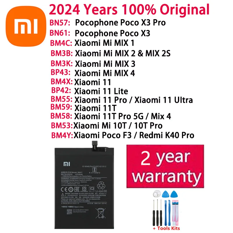 2024 Years Xiaomi Original Battery For Xiaomi Mi Mix 1 2 2S 3 4 Poco X3 ...