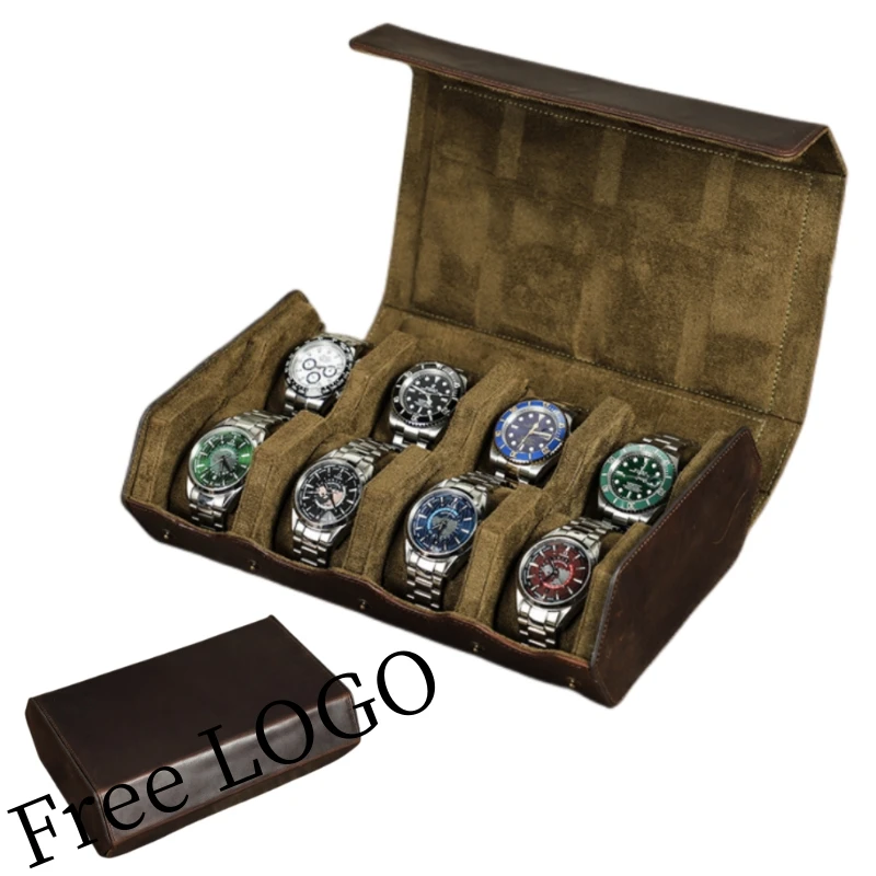 Real-Leather-Watch-Case-8slot-Octagonal-Portable-Vintage-Detachable ...