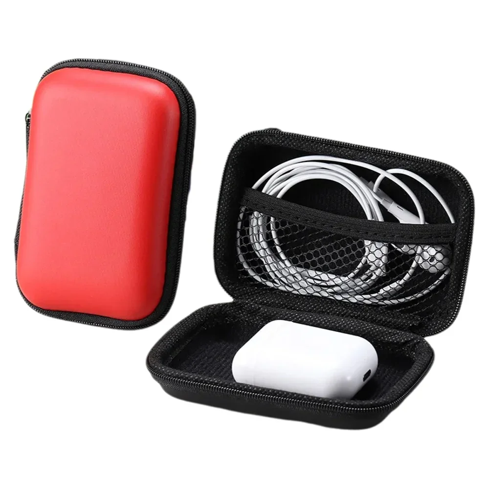 Mini Zipper Hard Headphone Case EVA Leather Earphone Bag Protective Usb ...