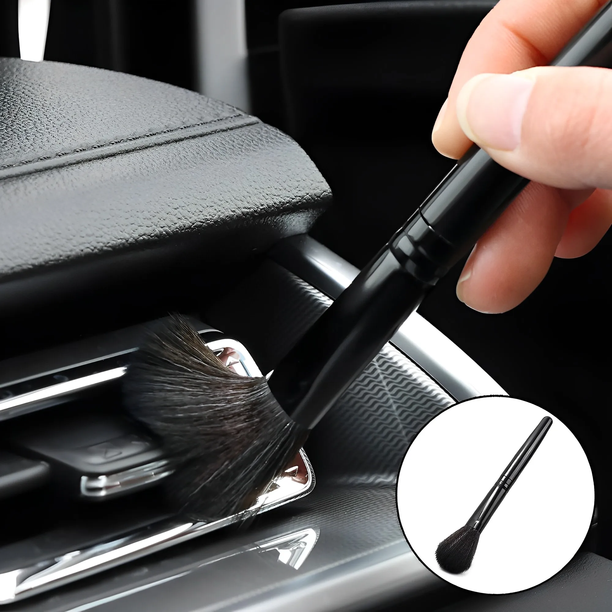 2Pcs Car Detailing Brush Air Outlet Duster Soft Bristles Brush Portable ...