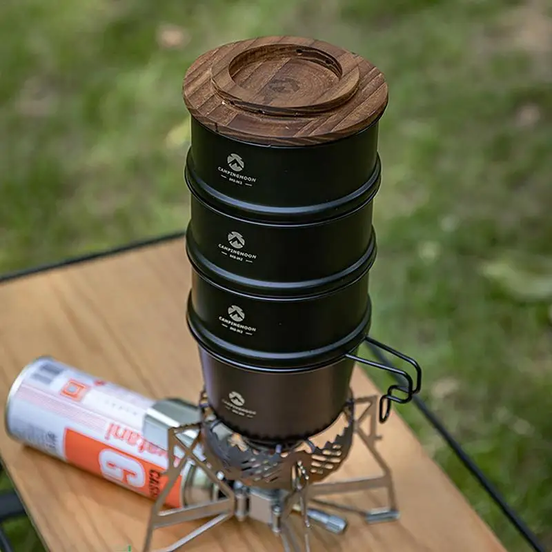 Outdoor-BBQ-Cooking-Pot-Portable-Cooker-Set-Reusable-Stackable-Camping ...