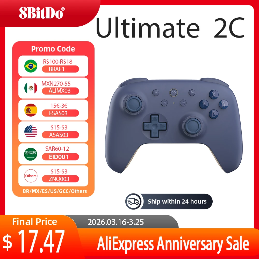 Controlador de juegos inalámbrico 8BitDo Ultimate 2C con joysticks de ...