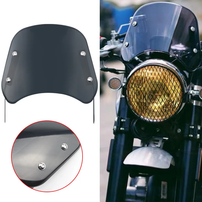 Motorcycle-Universal-Black-Windshield-Wind-Deflector-Windscreen-Fairing ...