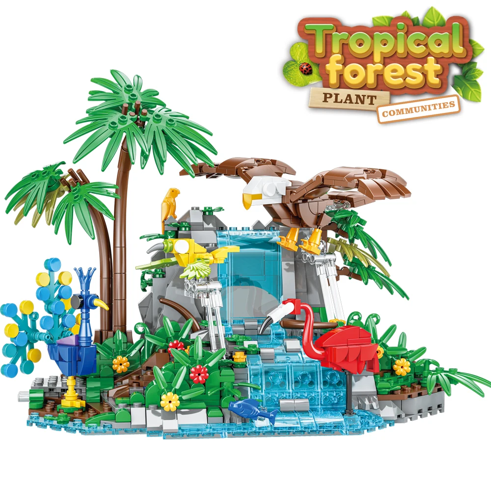 Creator-MOC-Tropical-Rainforest-Forest-Animals-Scene-Building-Blocks ...