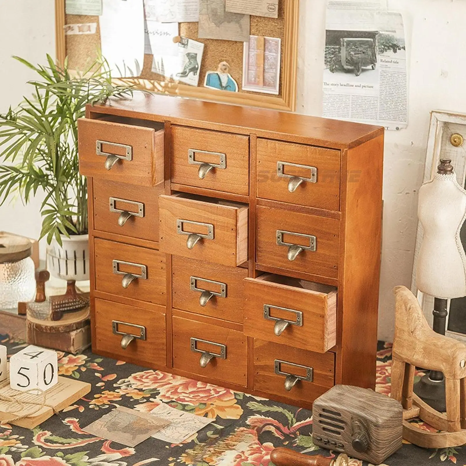 Wooden-Desktop-Chest-Cabinet-with-12-Drawers-Multifunctional-for ...