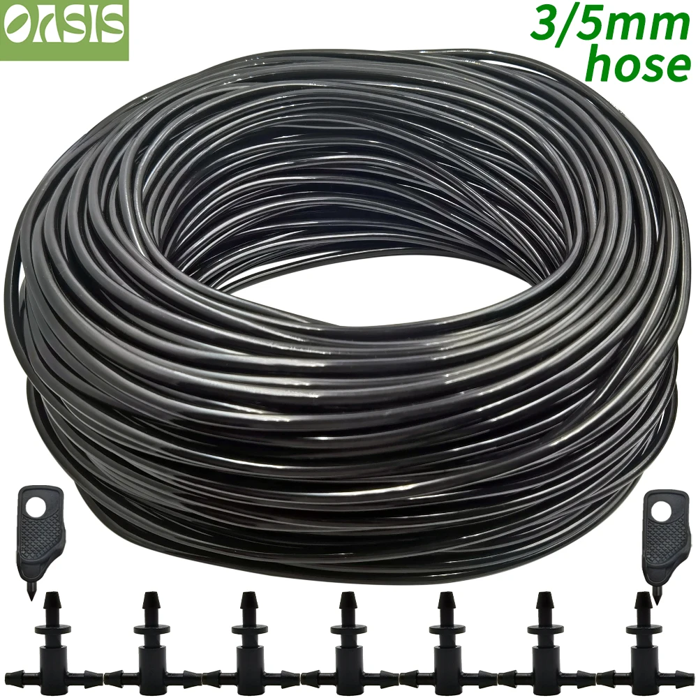 Oasis 5-140m Garden Watering 3/5mm Hose Irrigation Pipe 1/8'' Tubing ...