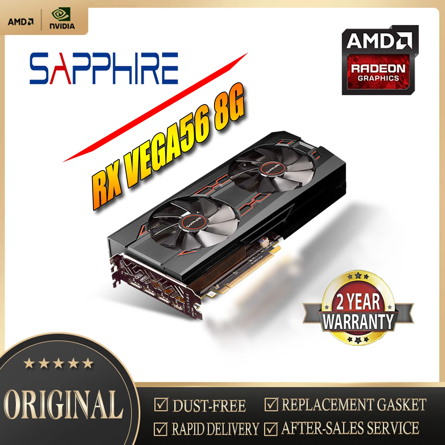 Sapphire AMD READON RX VEGA56 8G 14nm 4096bit Graphics Cards GPU Viedo ...