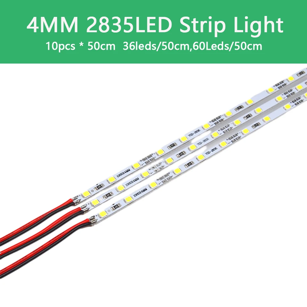 LED-Hard-Strip-Light-DC12V-60Light-SMD-2835-10pcs-50cm-4mm-Kitchen ...