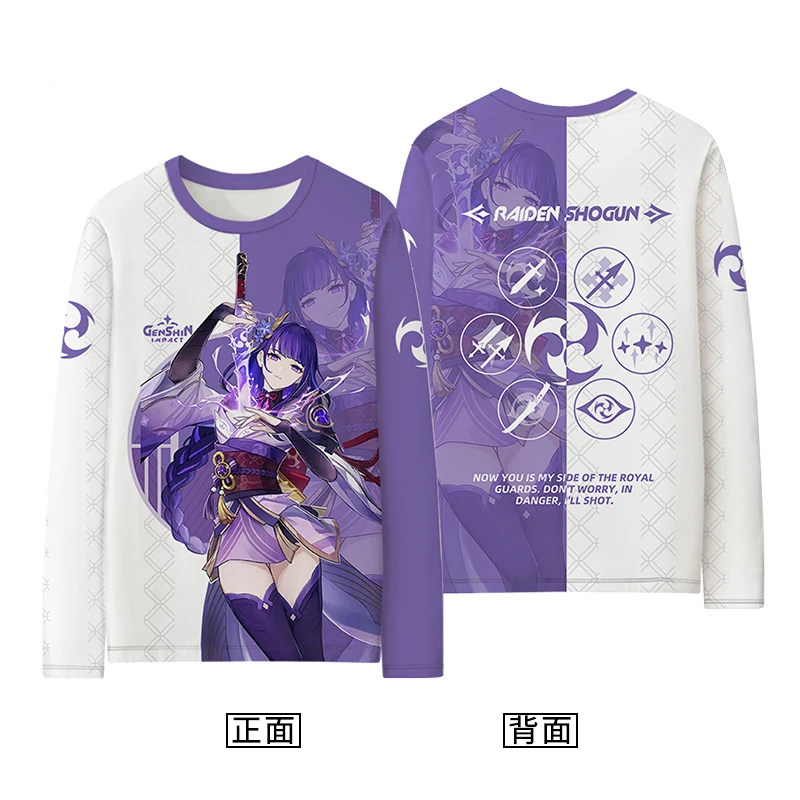 New Popular Game Genshin Impact Raiden Shogun Long Sleeve T-shirts 3D ...