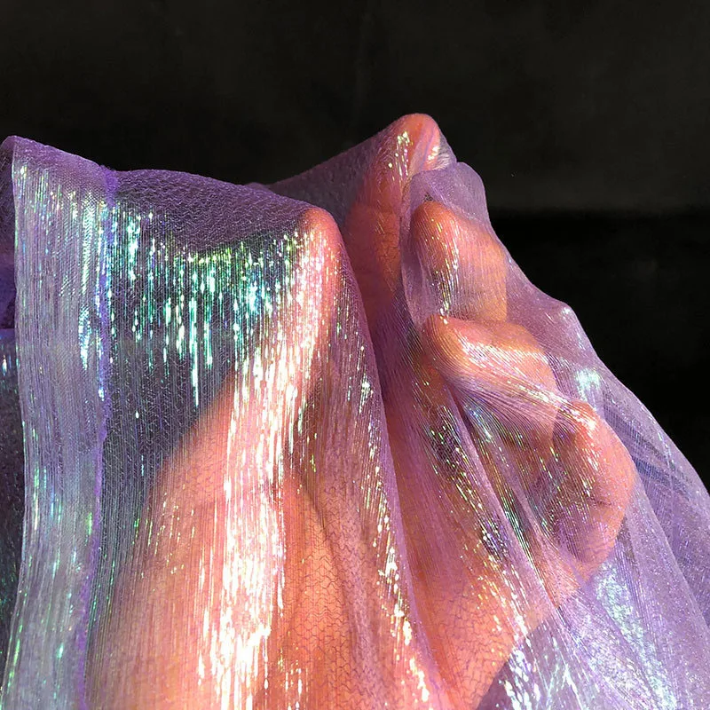1meter Fluorescent Wrinkled Transparent Fabric Colorful Shiny Crinkled ...