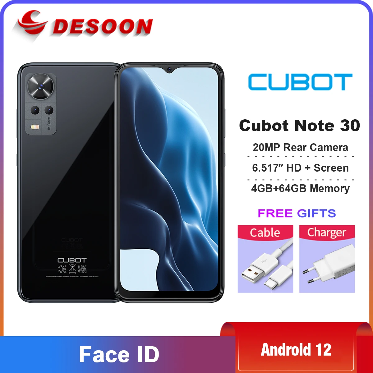 Cubot-Smartphone-Note-30-Android-12-octa-core-4GB-64GB-pantalla-de-6 ...
