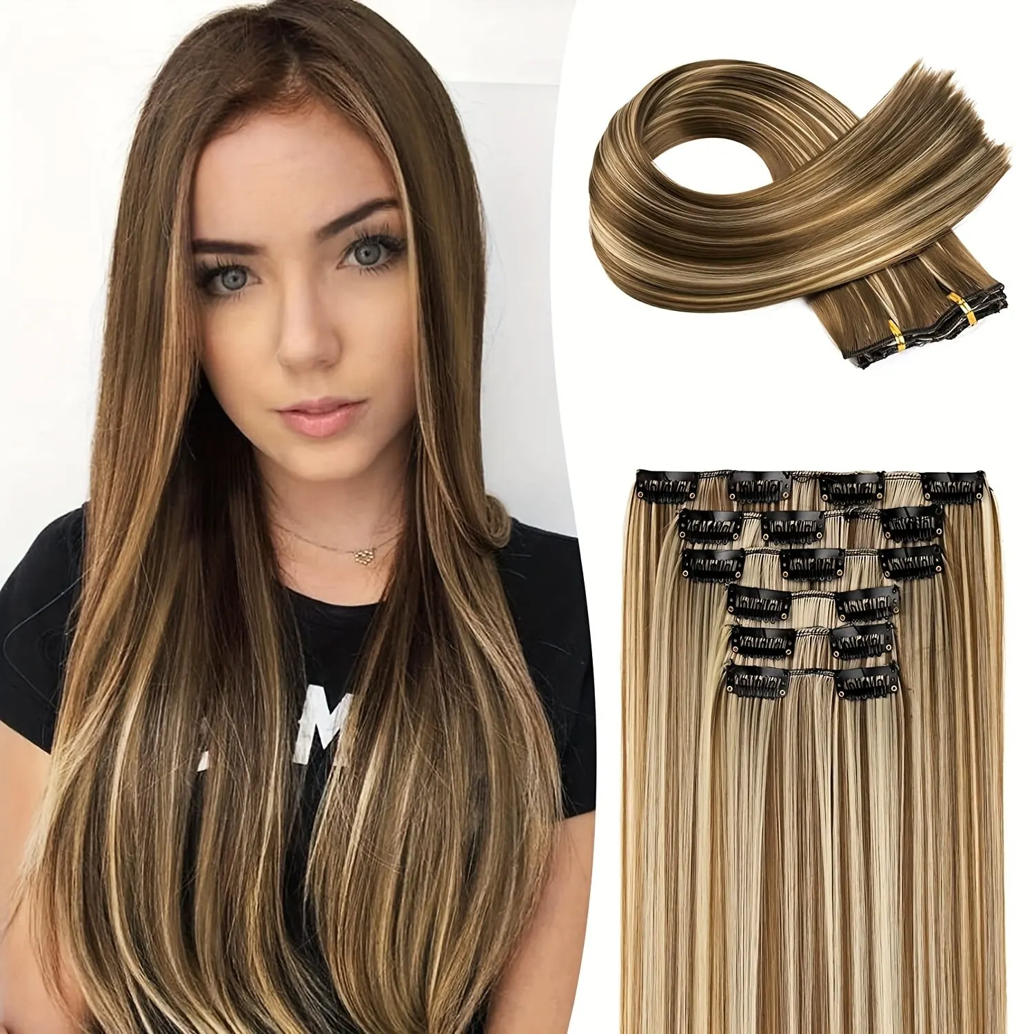 Synthetic-Transform-Your-Look-Instantly-16pcs-Clip-In-Long-Straight ...