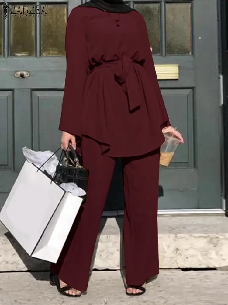 Fashion-2PCS-Women-Muslim-Sets-ZANZEA-Elegant-Long-Sleeve-Bloue-Wide ...