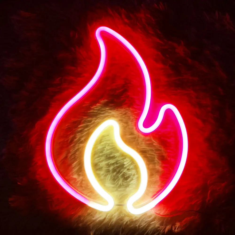 Fire-Flame-Neon-Sign-Light-LED-Hanging-Wall-Lamp-Night-Light-for ...