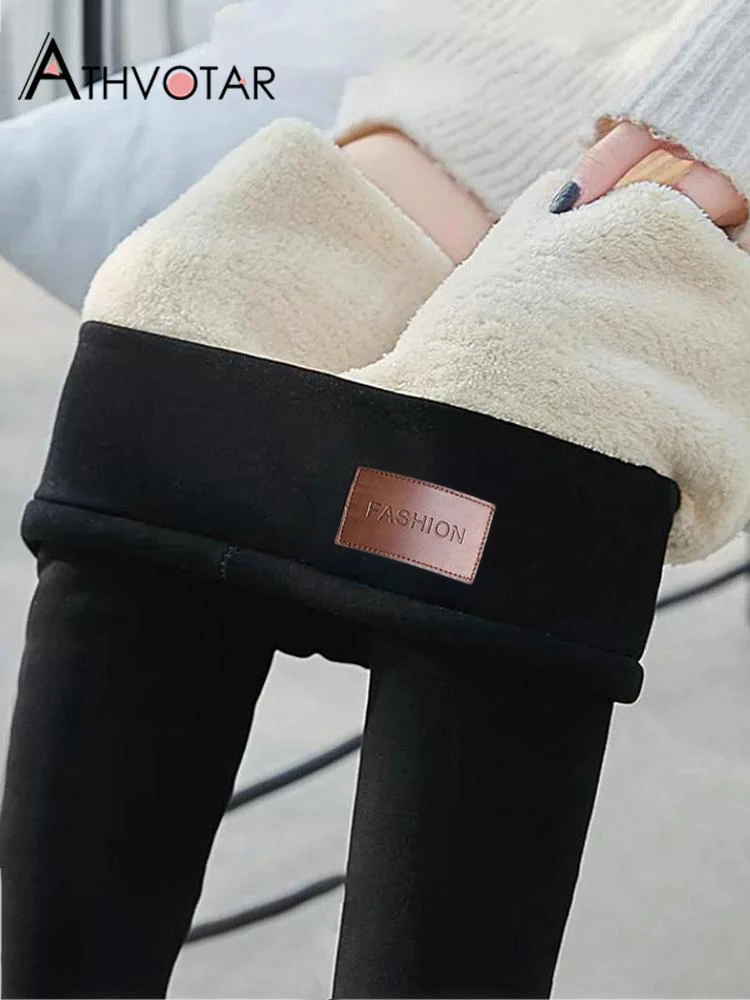 ATHVOTAR-Pants-Women-Winter-Fleece-Thick-Lamb-Wool-Outer-Wear-Thermal ...