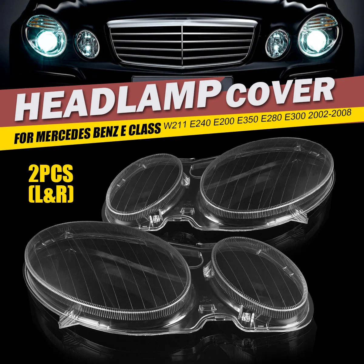 Car-Front-Headlight-Lens-Cover-For-Mercedes-For-Benz-E-Class-W211-E240 ...