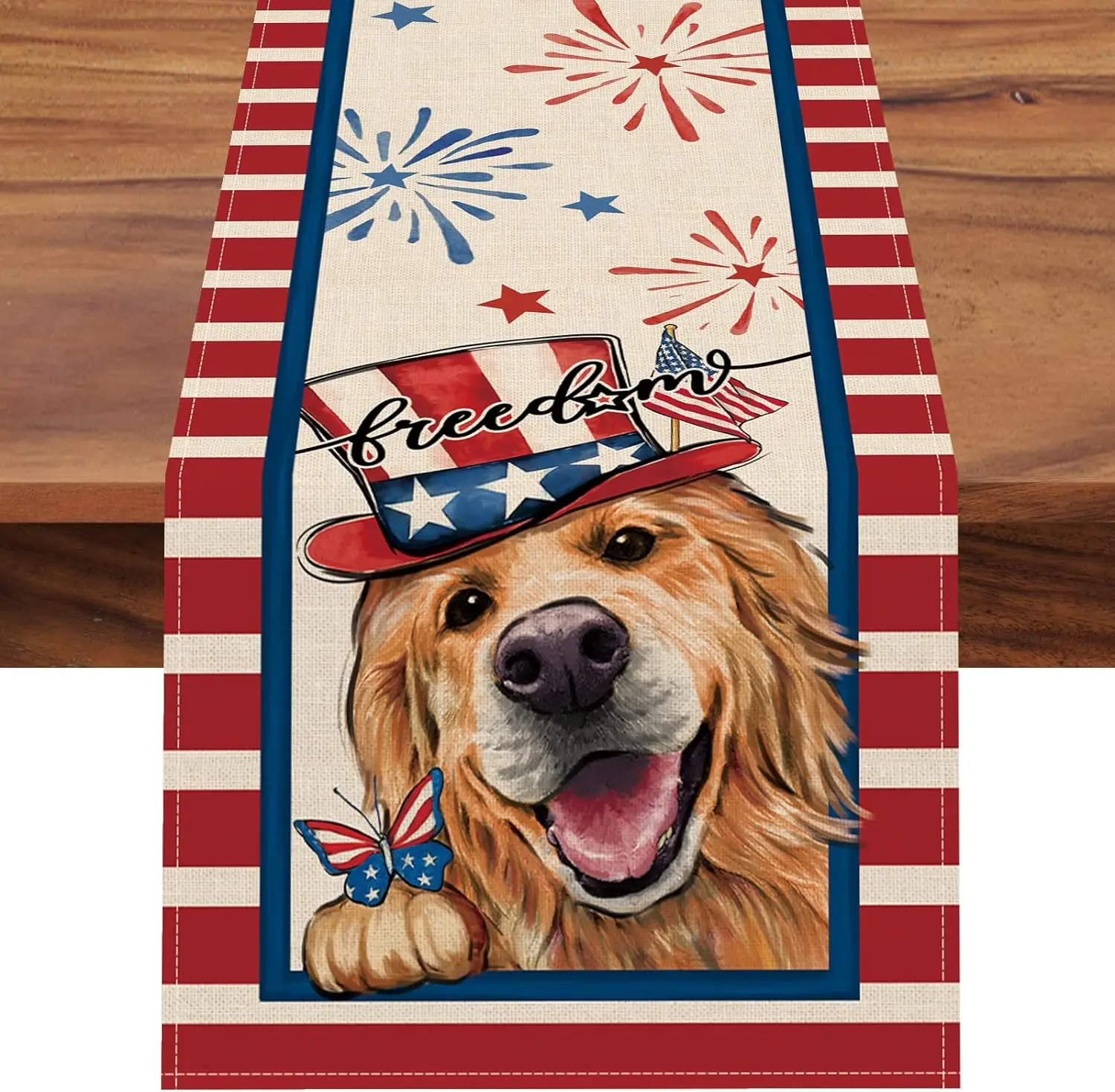 4th-of-July-Freedom-Golden-Retriever-Dog-Patriotic-Table-Runner ...
