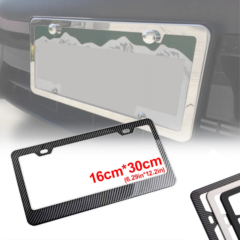 Universal-Alloy-License-Plate-Frame-Black-Carbon-Bracket-American-Auto ...