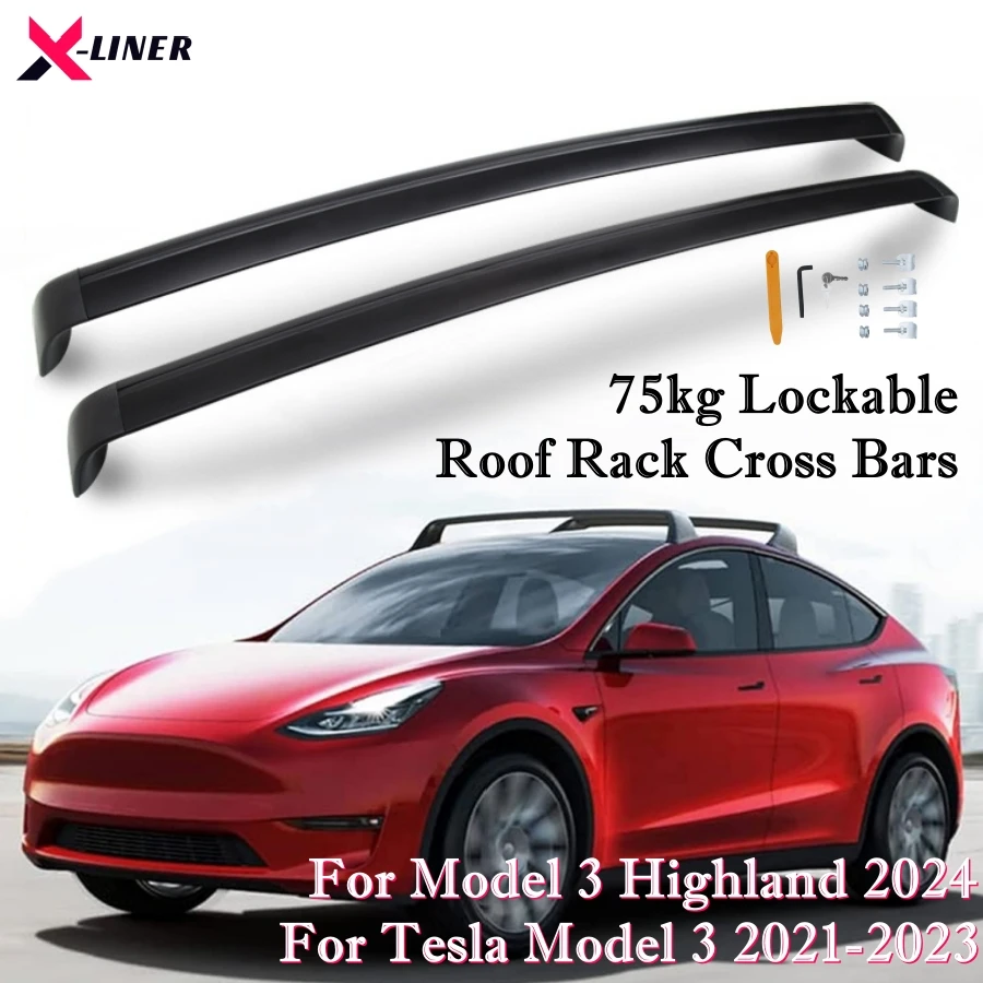 75kg-Load-Roof-Rack-Cross-Bars-For-Tesla-Model-3-Highland-2024-Model-3 ...
