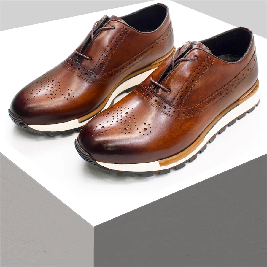 Men's Genuine Leather Shoes Comfortable Heightening Casual Shoes Non ...