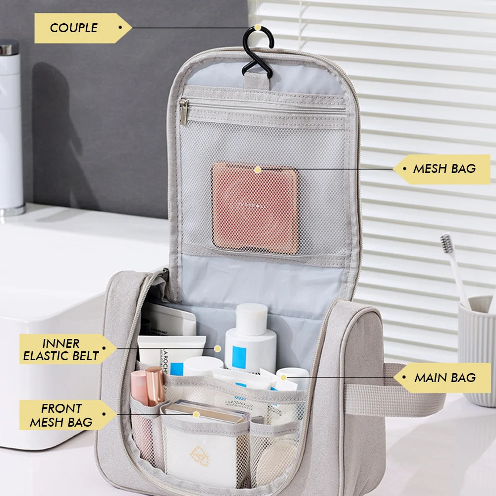 Solid-Color-Toiletry-Travel-Bag-With-Hook-Durable-Tear-Proof-Cosmetic ...