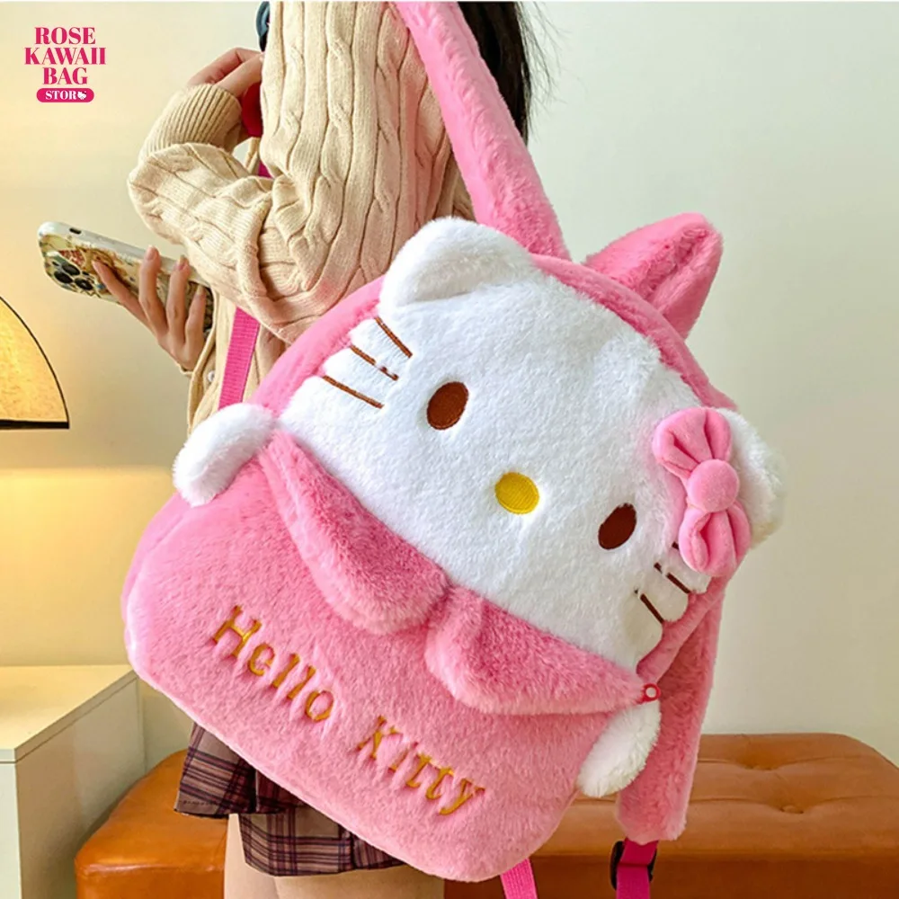 Hello-Kitty-Backpack-Cute-Cartoon-Sanrio-Plush-Bag-Sweet-High-capacity ...
