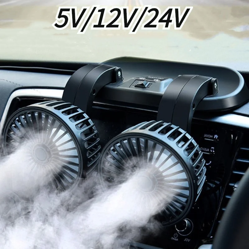 5V-12V-Car-Fan-Cooling-Car-Fan-Dual-Head-Usb-Car-Fan-2-Speeds ...