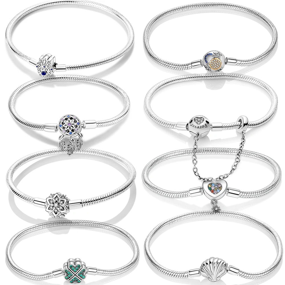 Bracelet-breloques-en-argent-regard-925-pour-femme-breloque-de-base-conception-de-bijoux ...