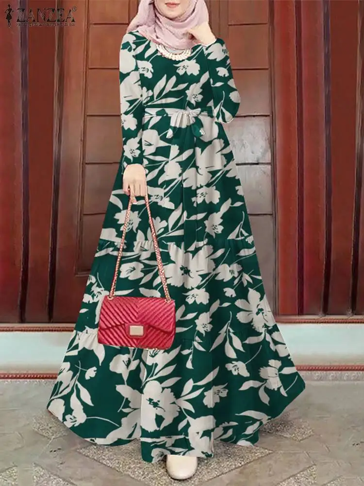 ZANZEA-Bohemian-Floral-Print-Sundress-Women-Vintage-Long-Sleeve-Muslim ...