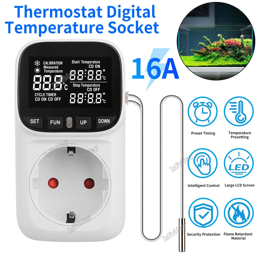 Thermostat-Temperature-Controller-16A-Smart-Plug-220V-High-Precision-LCD-Digital-Display-Eu ...