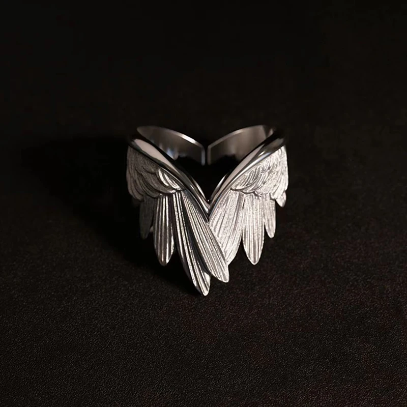 Personality-Silver-Color-Angel-Wing-Open-Adjustable-Rings-Trendy ...