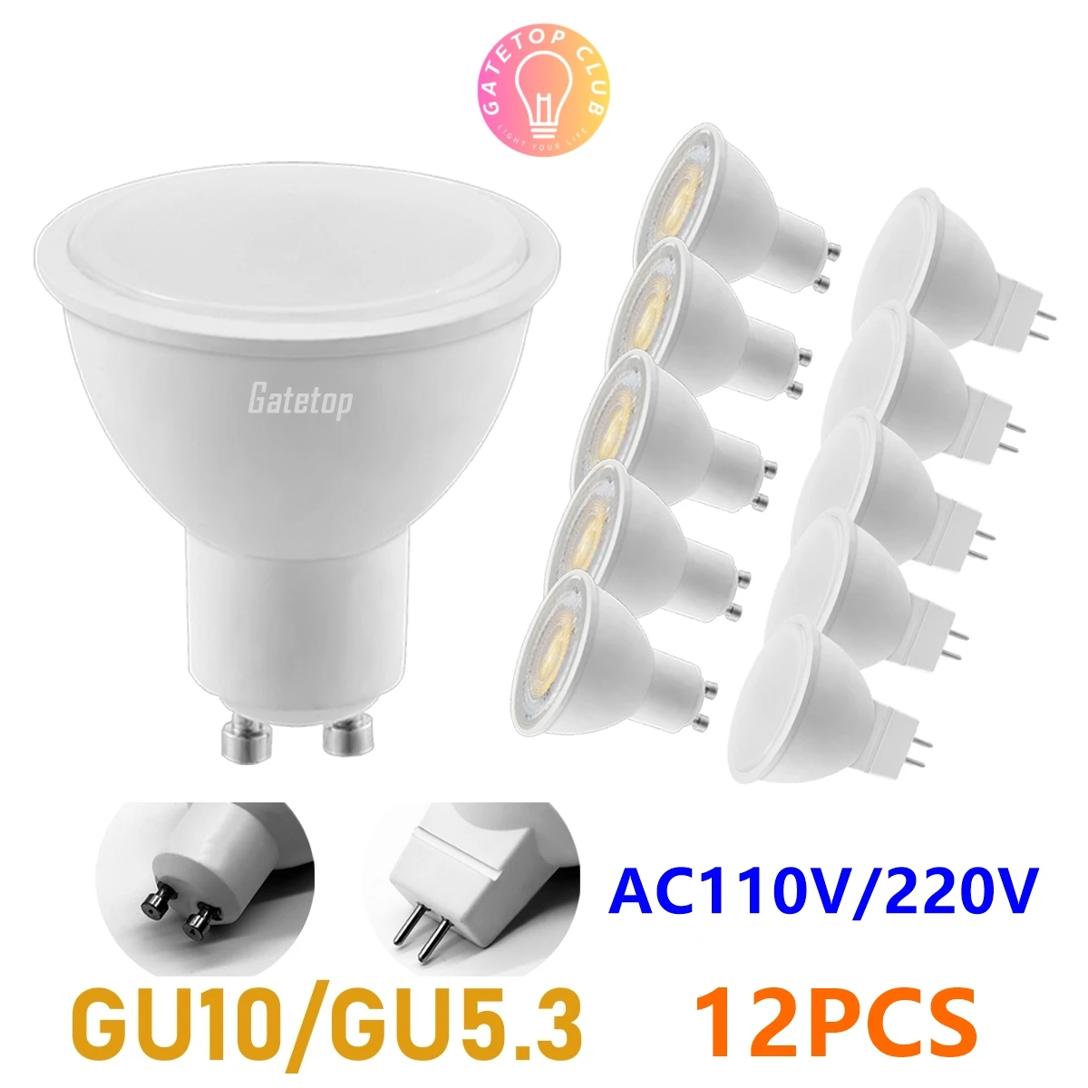 12Pcs-LOT-GU10-MR16-Led-Spotlight-AC220V-AC110V-Bulb-Spot-3W-8W-GU5-3 ...