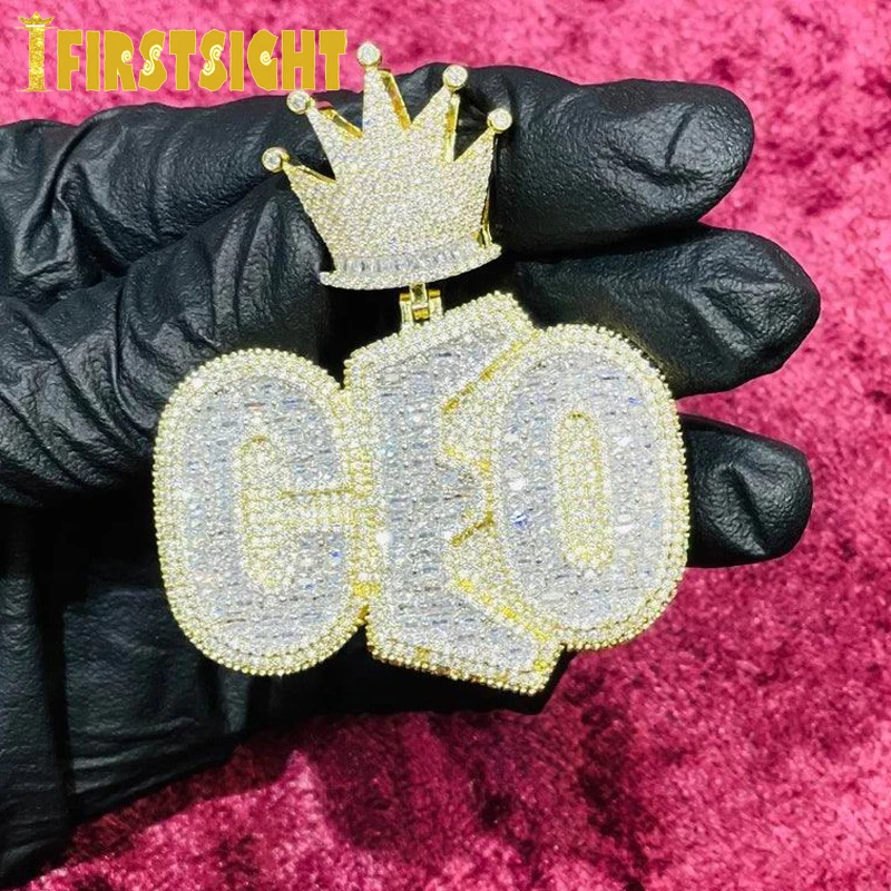 Iced Out Bling Letters CEO Pendant Necklace Two Tone Color 5A Zircon ...