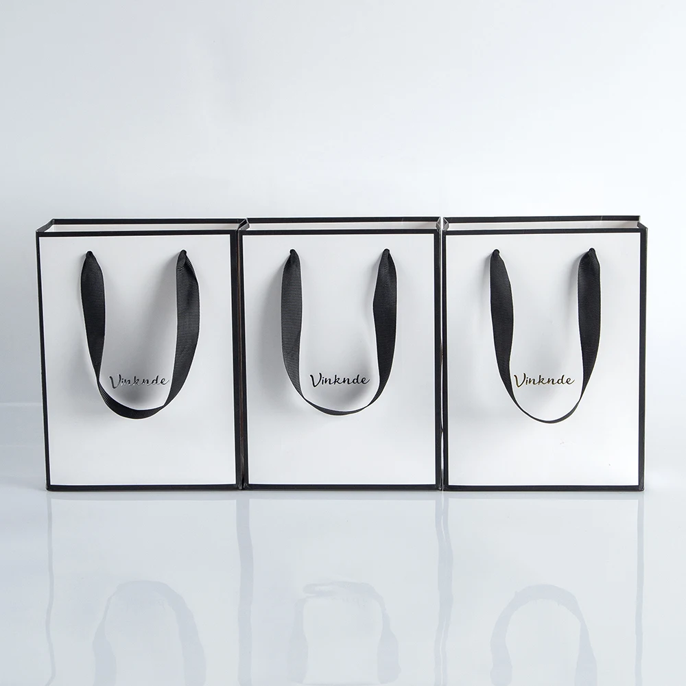 24pcs-Fine-White-Black-Paper-Gift-Bag-Custom-Logo-Carry-Paper-Bag ...