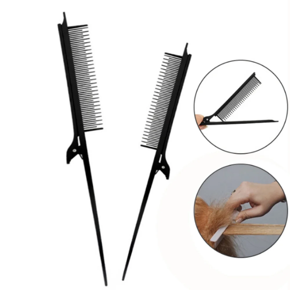 Teasing-Comb-Tail-Hair-Brush-with-Clip-Professional-Hairdressing-Combs ...