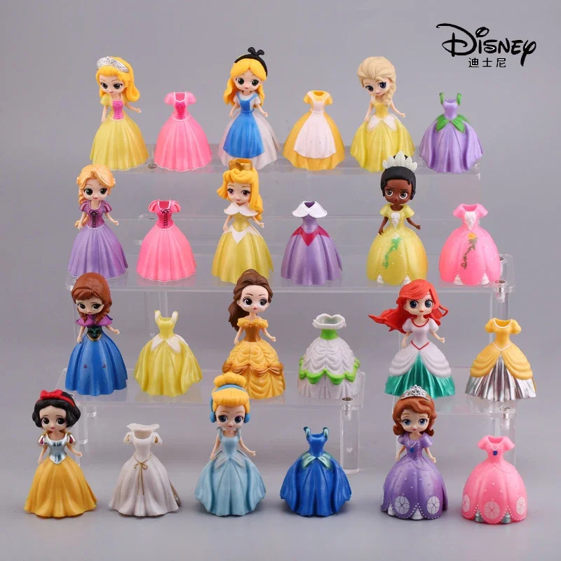 24pcs/set 4-8cm Disney Princess Figure Toys Sofia Snow White Belle ...