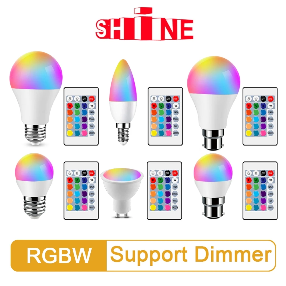 LED intelligent infrared remote control RGB color bulb AC220V GU10 E27 ...