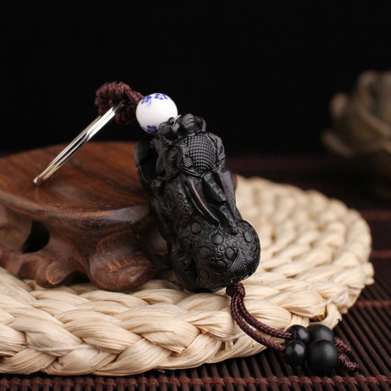 Natural-Wood-Vintage-Black-Pi-Yao-Keychains-Unisex-Car-Decoration ...