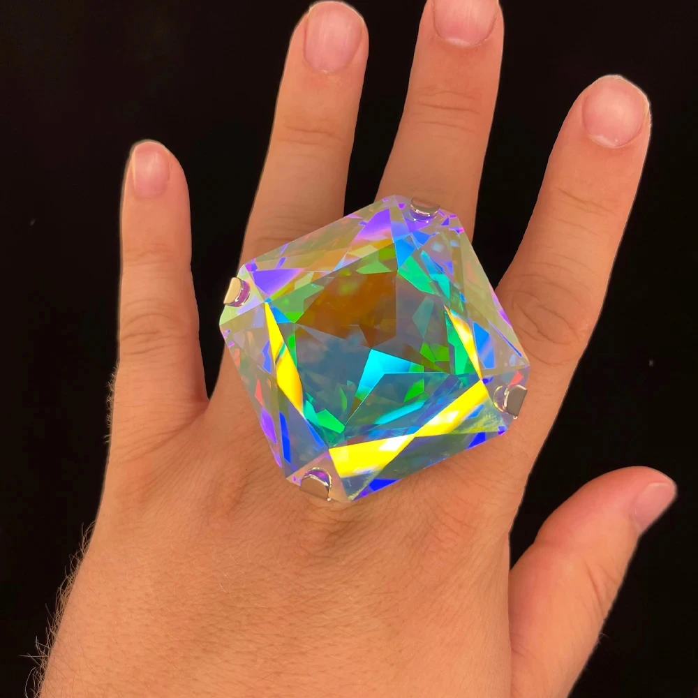 Colorful-Crystal-Drag-Queen-Ring-Adjustable-Costume-Jewellery-2024 ...