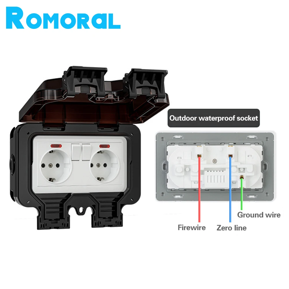 EU-Socket-IP66-Waterproof-outdoor-plug-Wall-Socket-Outlet-Power-Socket ...