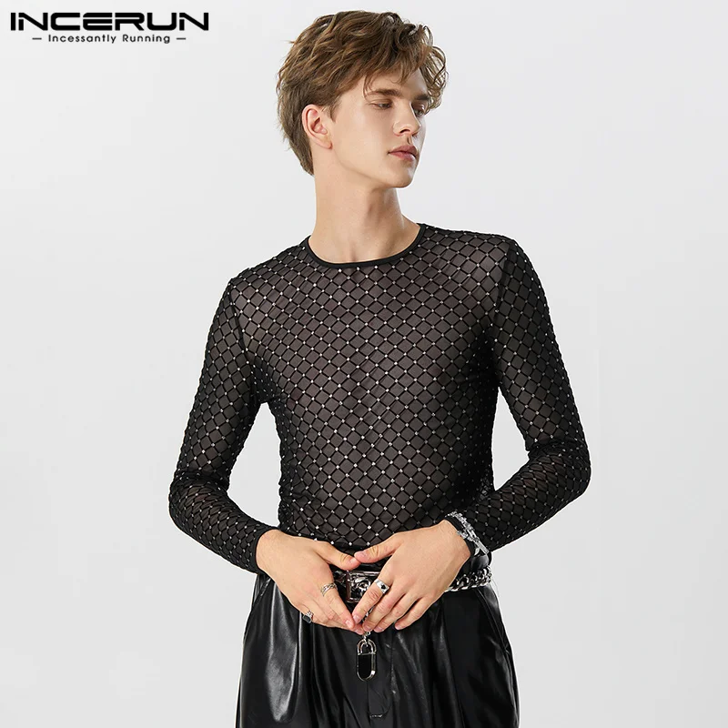 Men-T-Shirt-Shiny-Mesh-Transparent-O-neck-Long-Sleeve-Skinny-Men ...
