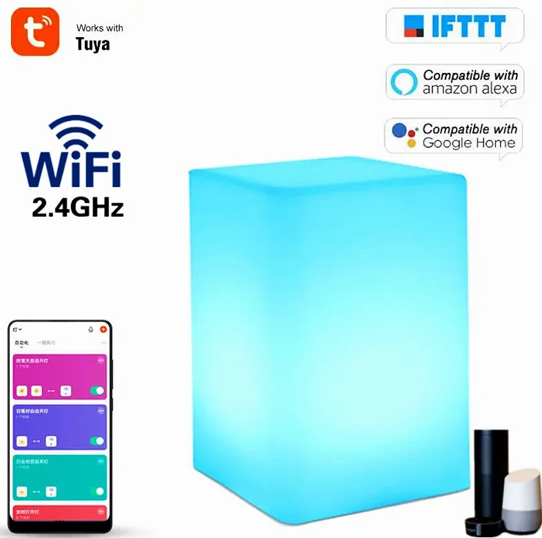 Tuya 스마트 와이파이 야간 조명 큐브 스마트 홈 Rgb Led 데스크 램프 커피 바 파티 원격 앱 제어 알렉사 구글 홈