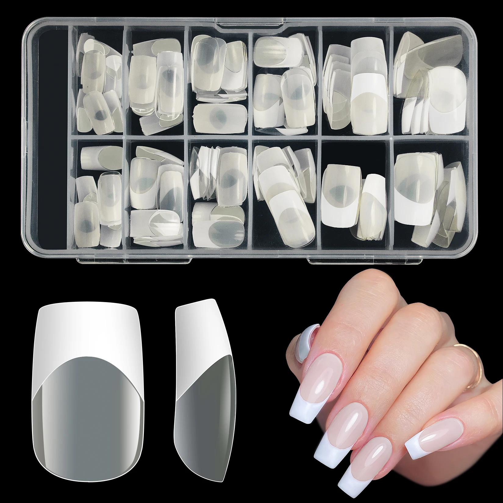 French-Nail-Tips-120PCS-Short-French-Full-Cover-Double-Color-False ...