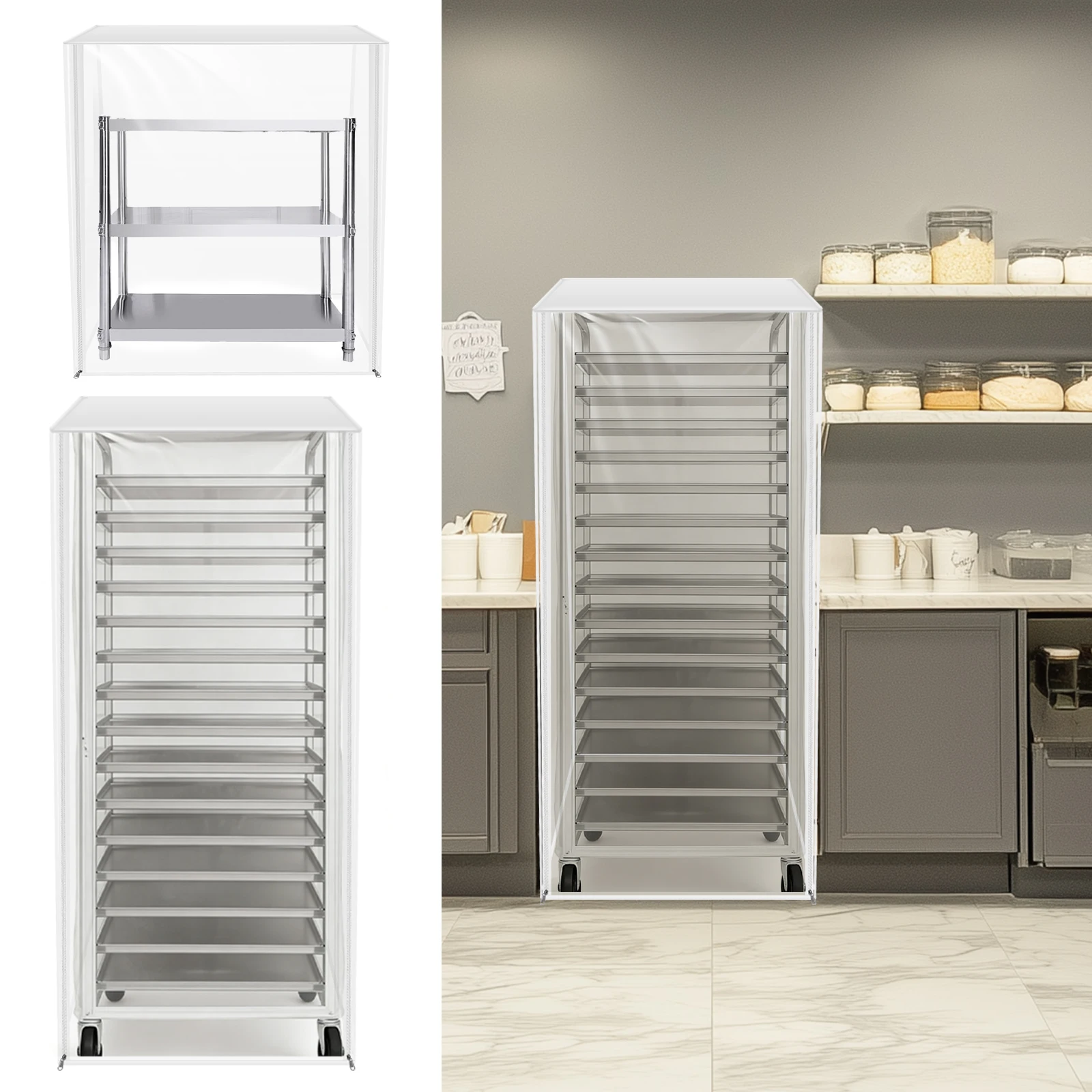 Bun Pan Sheet Rack Cover Clear PVC Bread Rack Dust Cover 10/20 Tiers ...
