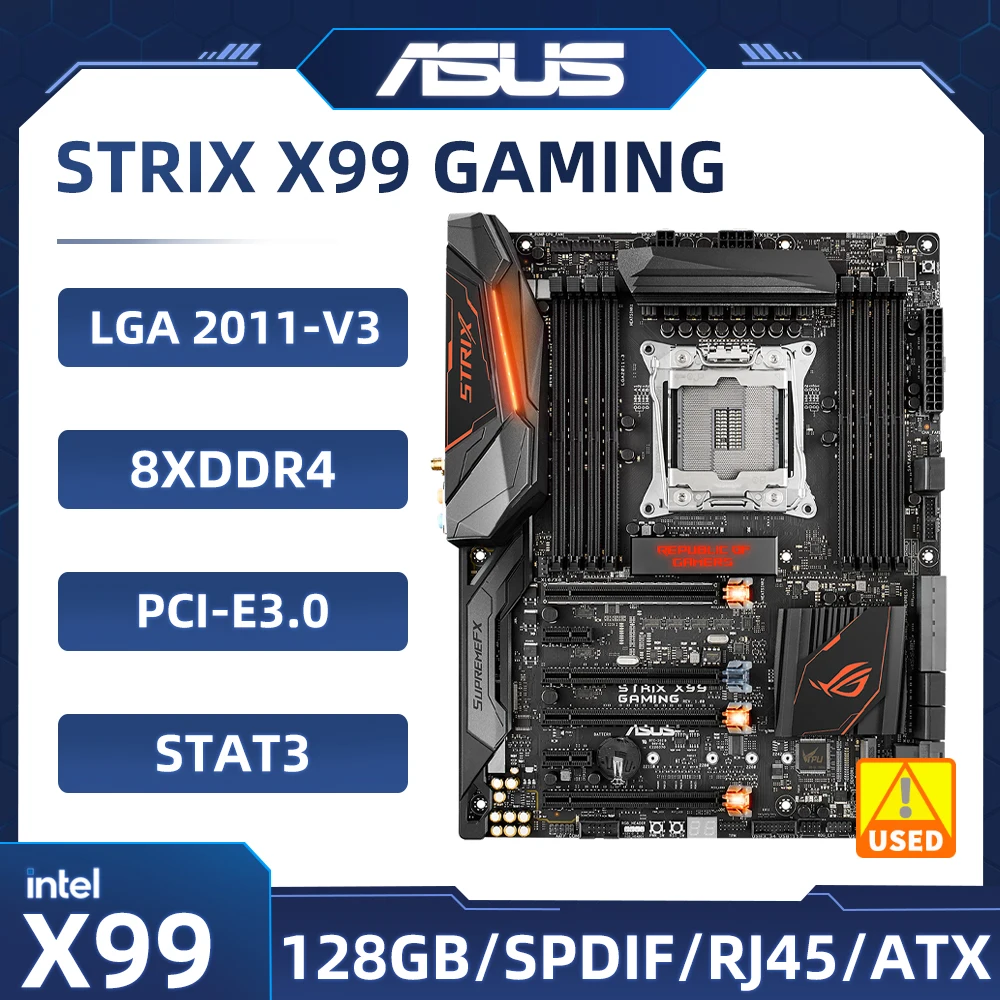 인텔 X99 마더보드 ASUS ROG STRIX X99 GAMING LGA 2011-V3 DDR4 128GB 3xPCIe 3.0 ...
